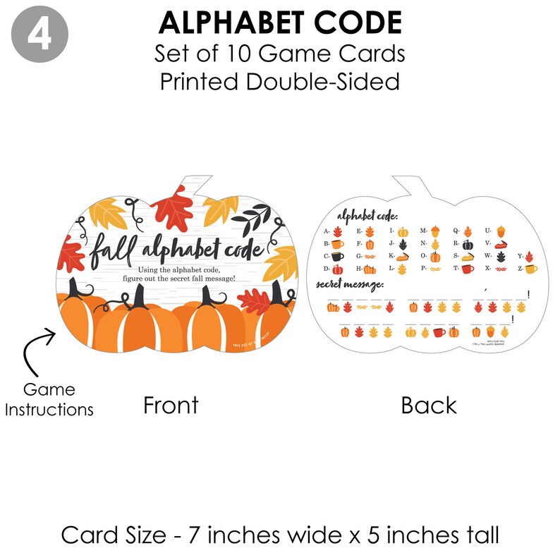 Fall Pumpkin - 4 Halloween or Thanksgiving Party Games - 10 Cards Each ...