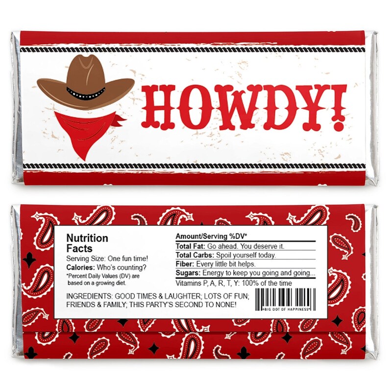 Western Hoedown Candy Bar Wrapper Wild West Cowboy Party - Etsy