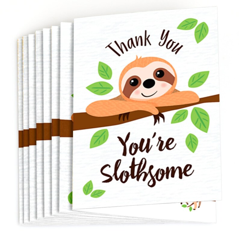 Let's Hang Sloth Thank You Cards Sloth Baby Shower | Etsy