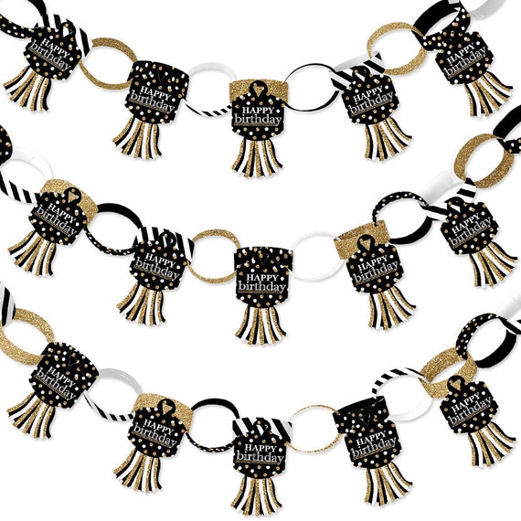Adult Happy Birthday - Gold - 90 Chain Links and 30 Paper Tassels ...