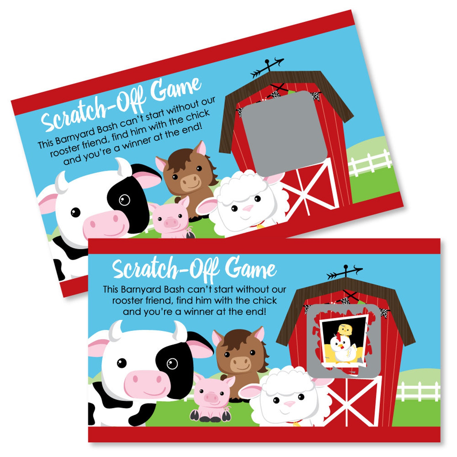 Farm Animals Baby Shower Scratch off Game Barnyard Friends - Etsy