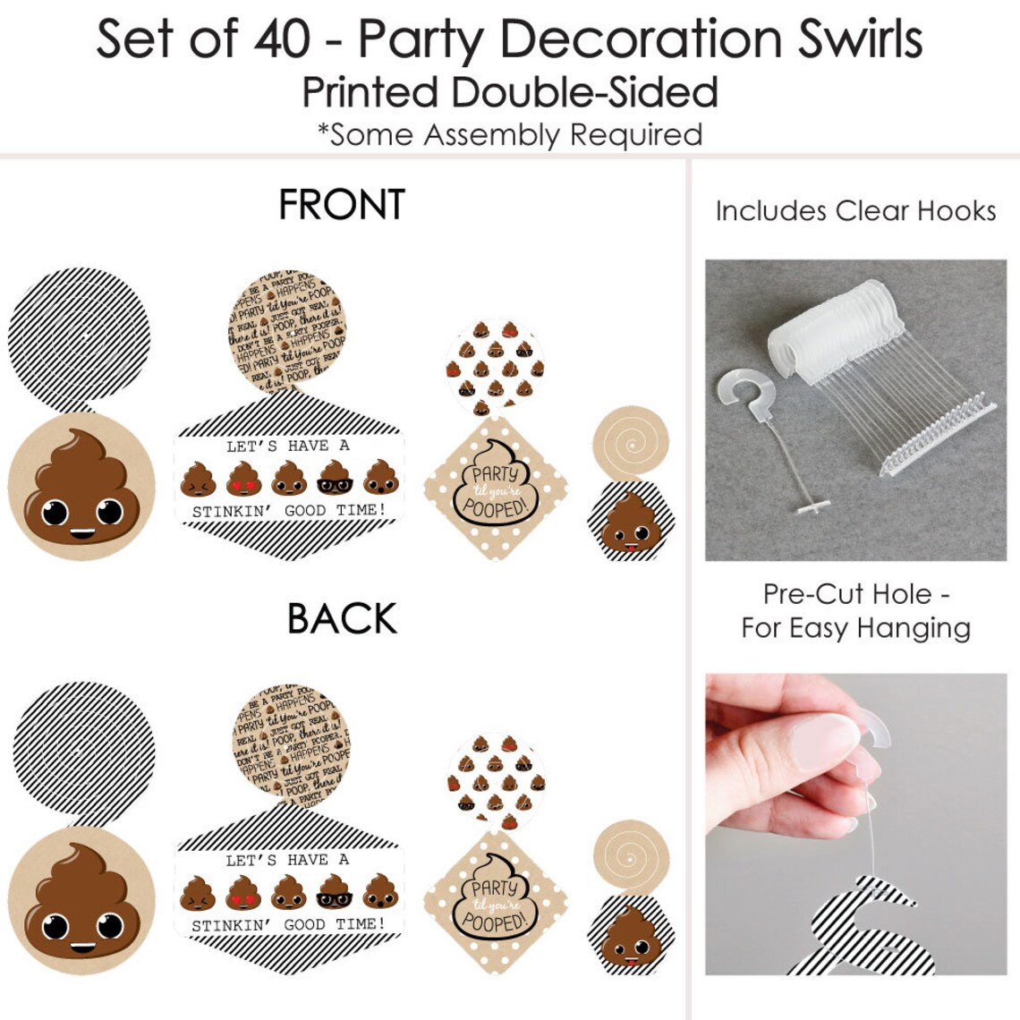 Party ’til You’re Pooped - Poop Emoji Party Hanging Decor - Party ...