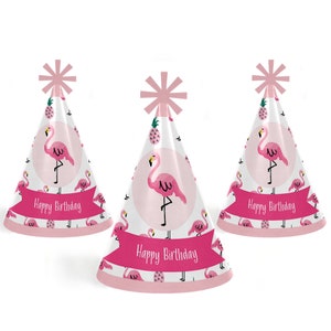 Flamingo Birthday Party - Cone Happy Birthday Party Hats for Kids and ...