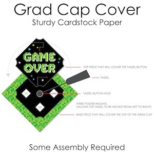 Game Over - Video Game Graduation Cap Decorations Kit - Grad Cap Cover ...