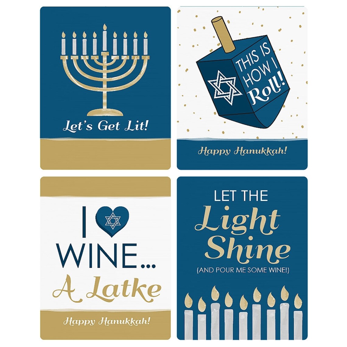 Happy Hanukkah - Holiday Wine Bottle Labels for Chanukah Parties ...