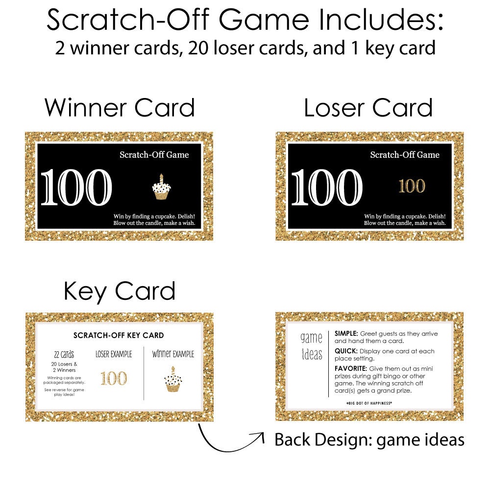 100th Birthday Party Scratch off Game Adult 100th Birthday - Etsy