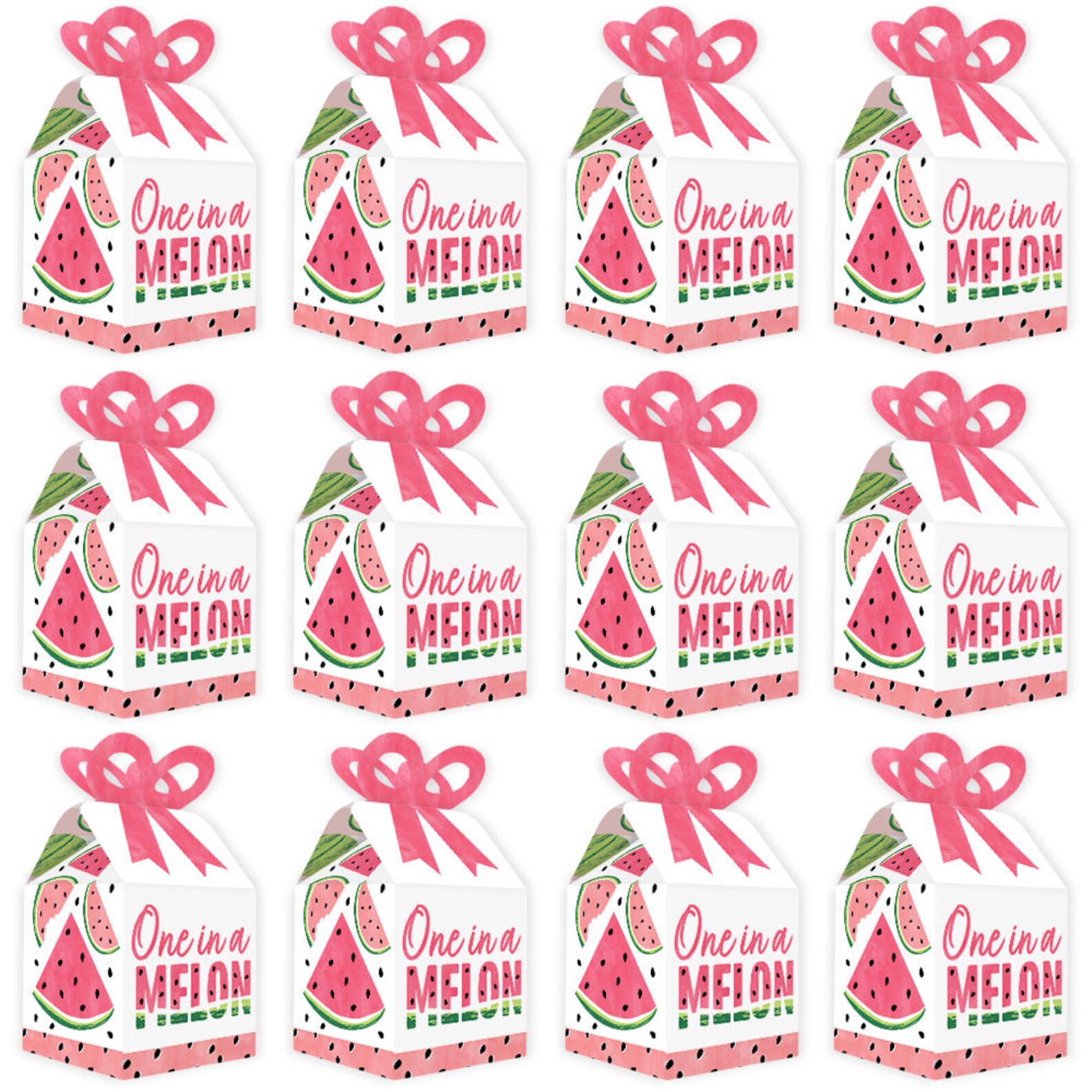 Sweet Watermelon - Square Favor Gift Boxes - Fruit Party Bow Boxes ...