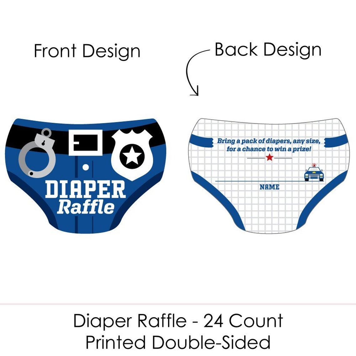 Calling All Units Police Diaper Shaped Raffle Ticket - Etsy