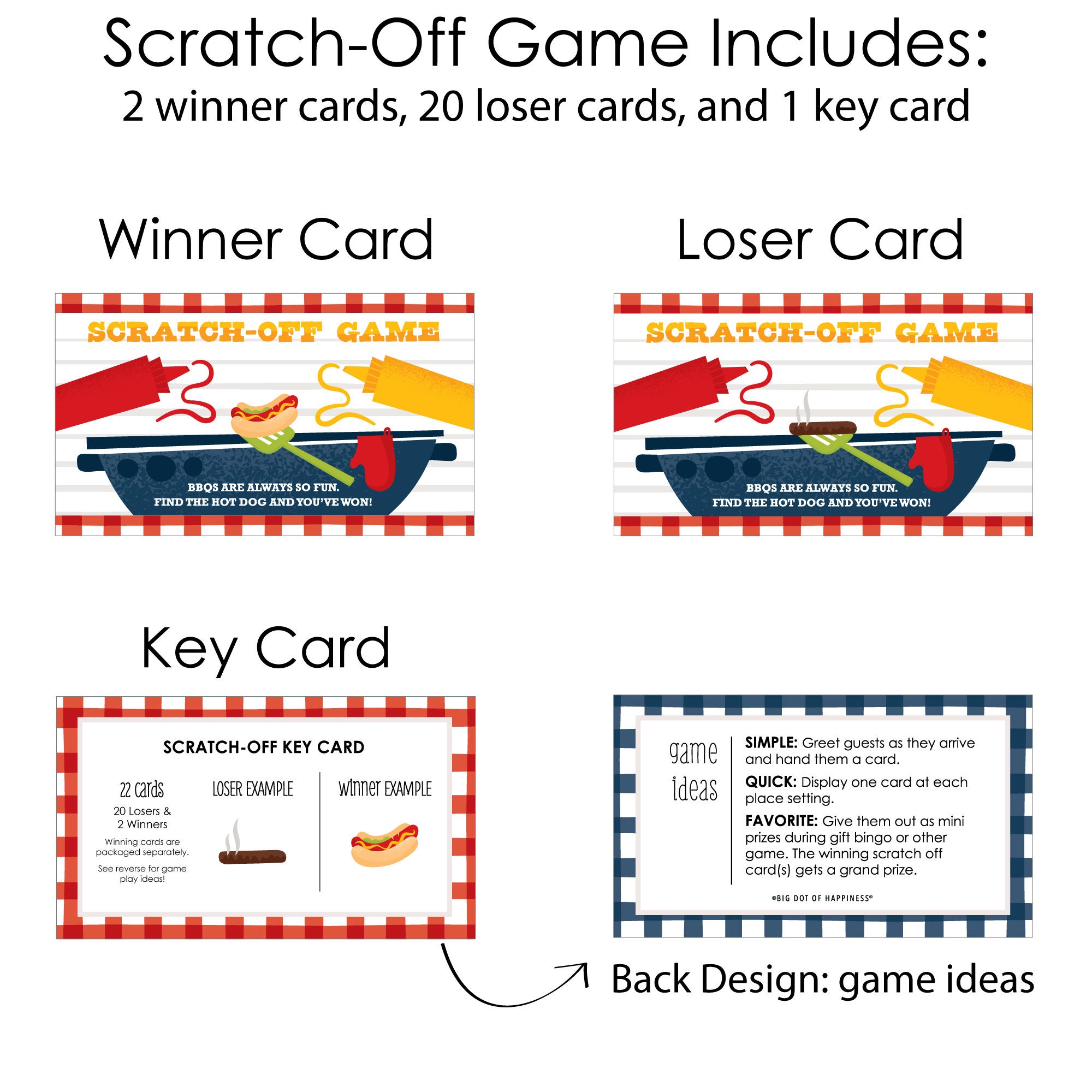 Fire up the Grill - Summer BBQ Picnic Party Game Scratch off Cards - 22 ...