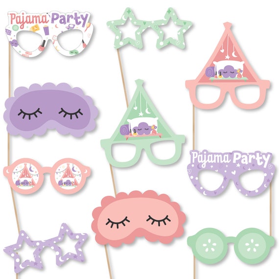 Pajama Slumber Party Glasses and Masks - Paper Card Stock Girls ...