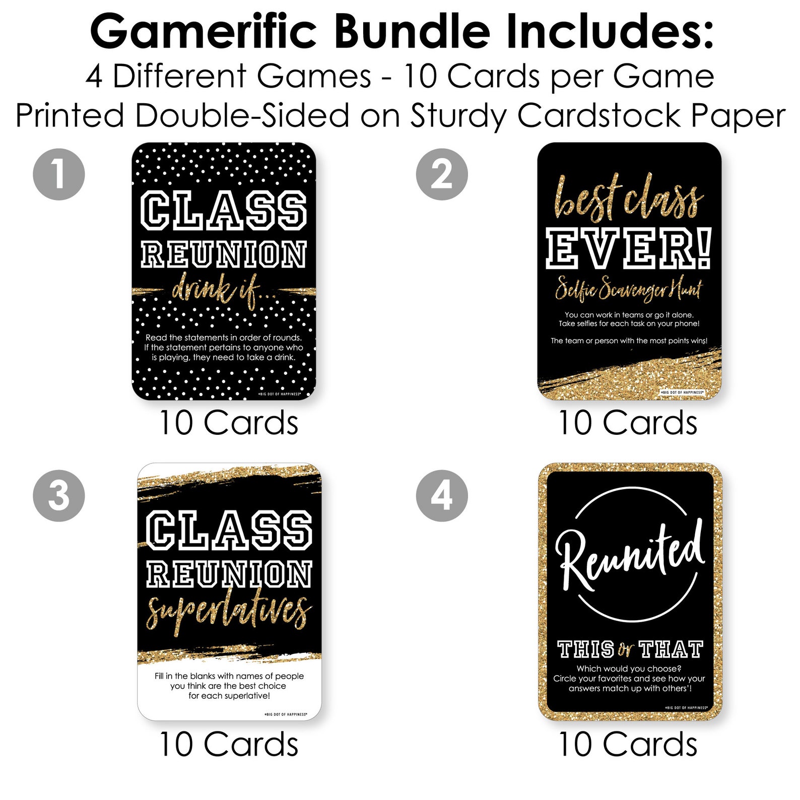 Reunited 4 School Class Reunion Party Games 10 Cards Each - Etsy