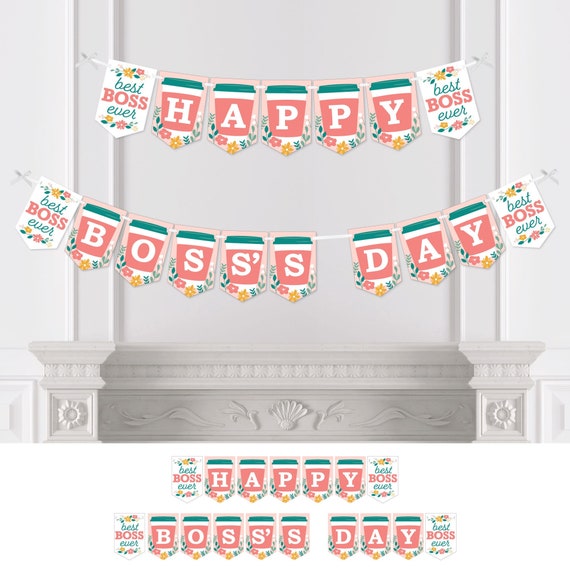 Female Best Boss Ever Women Bosss Day Bunting Banner Party Decorations Happy Bosss Day