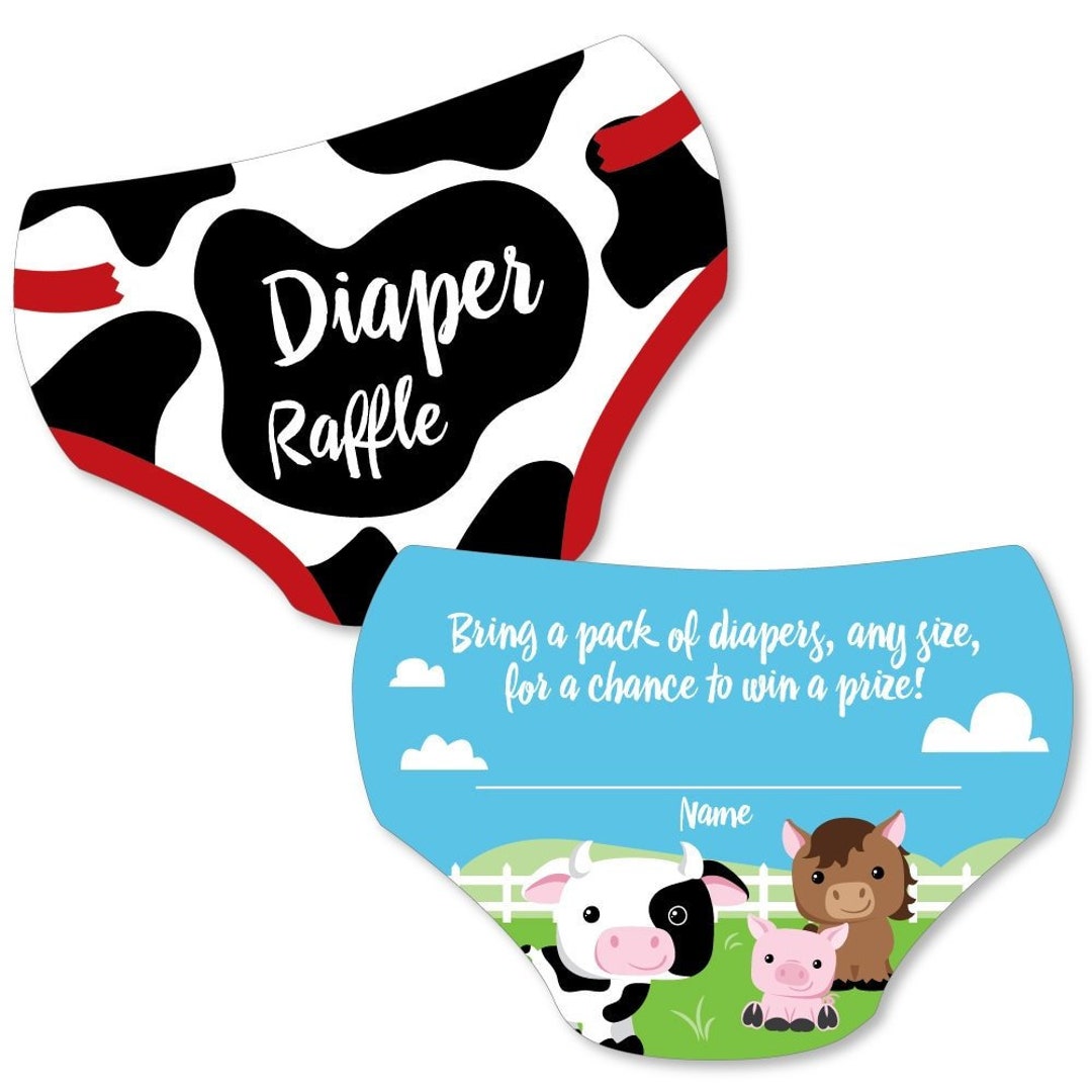 Farm Animals - Diaper Shaped Raffle Ticket Inserts - Barnyard Baby ...