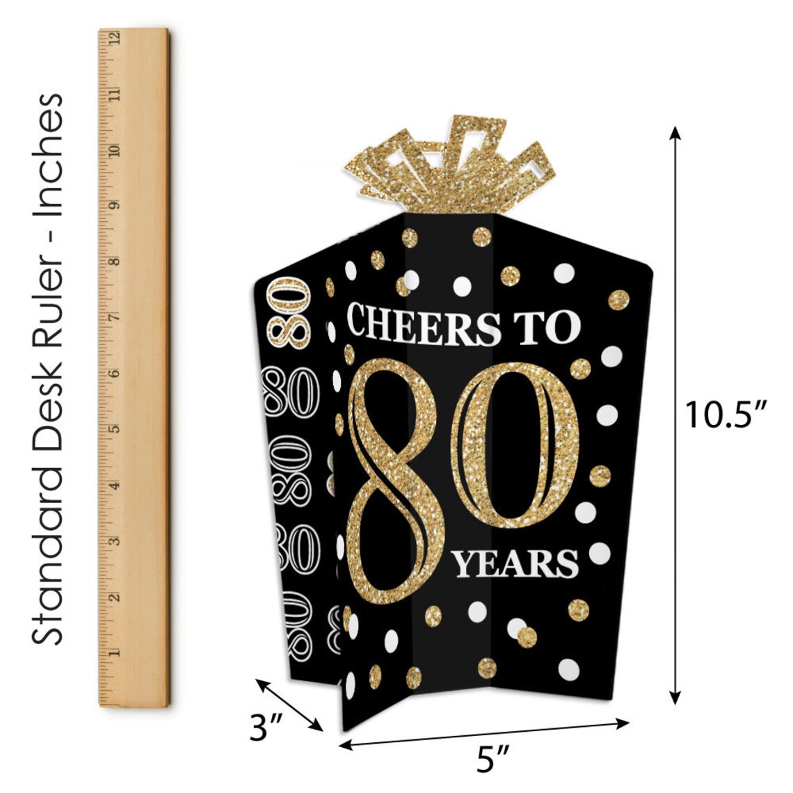 Adult 80th Birthday - Gold - Table Decorations - Birthday Party Fold ...