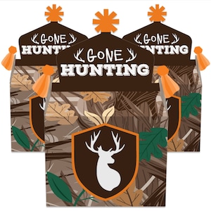 Gone Hunting - Treat Box Party Favors - Deer Hunting Camo Baby Shower ...