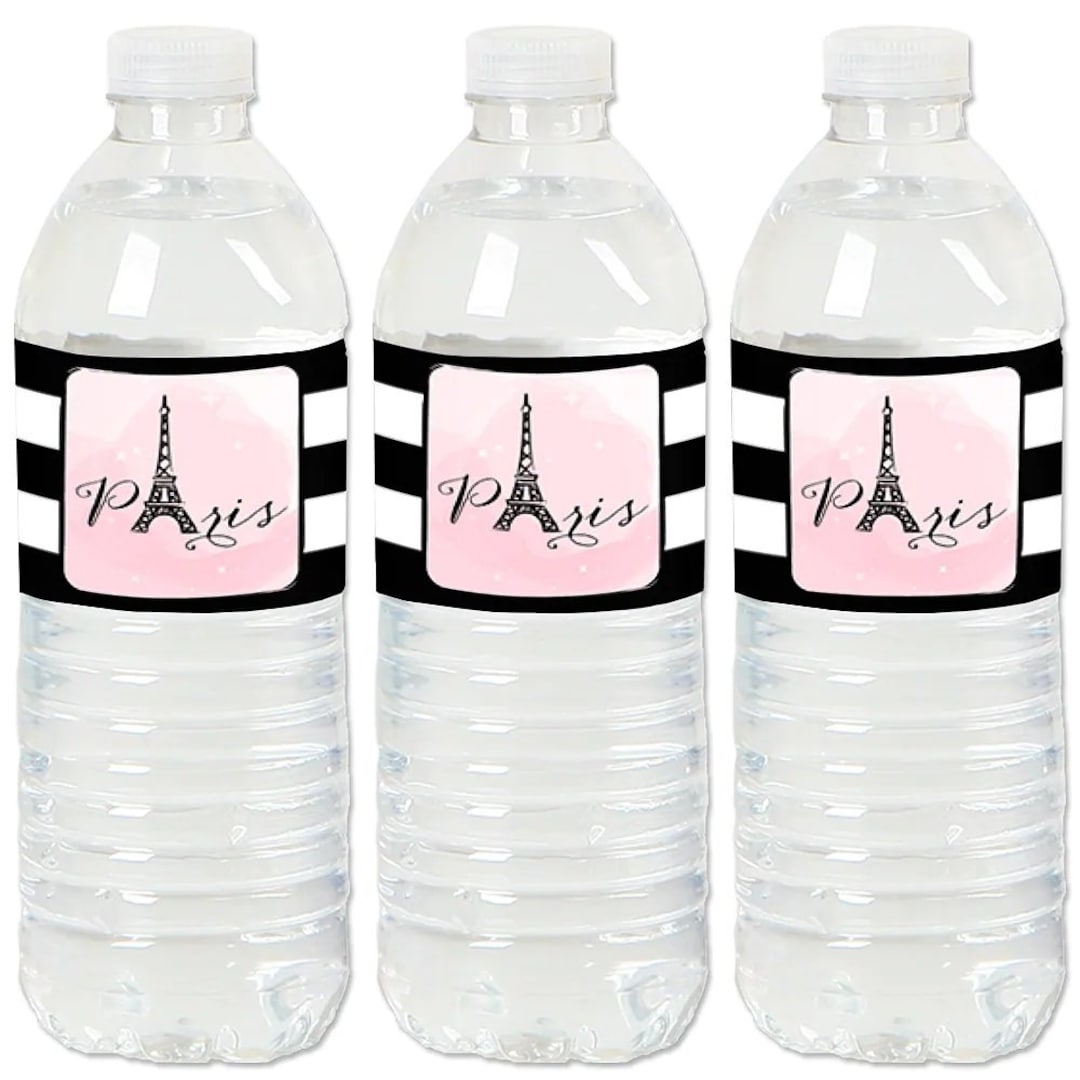 Paris Themed - Water Bottle Sticker Labels - Waterproof Self Stick ...