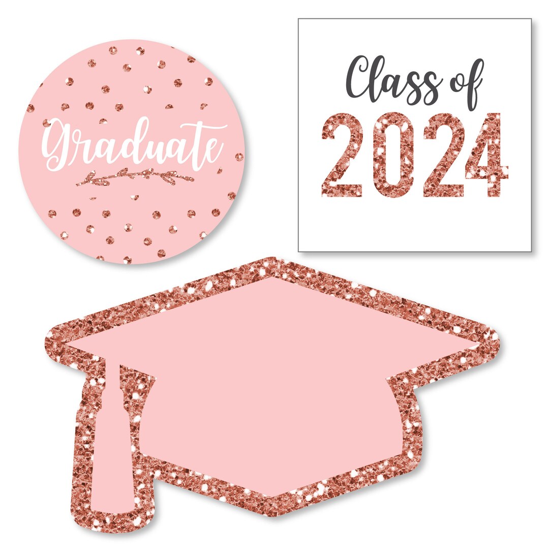 Rose Gold Grad DIY Shaped 2024 Graduation Party Cut-outs - Etsy