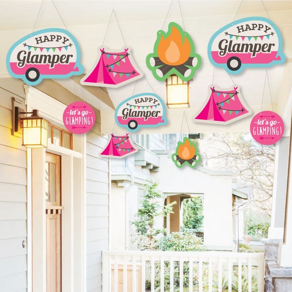 Hanging Let's Go Glamping - Outdoor Porch & Tree Yard Decoration - Camp ...