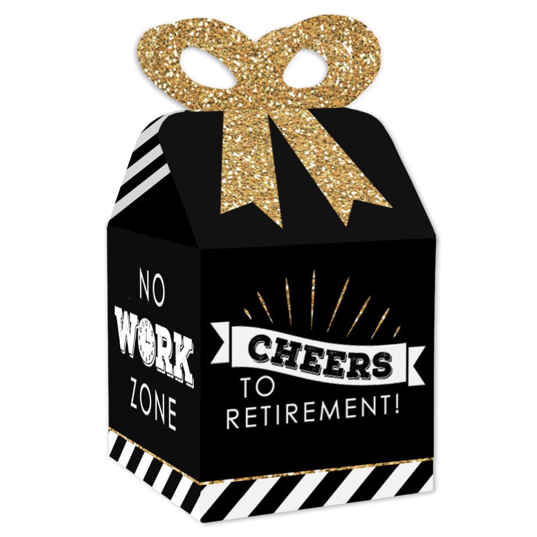 Happy Retirement - Square Favor Gift Boxes - Retirement Party Bow Boxes ...