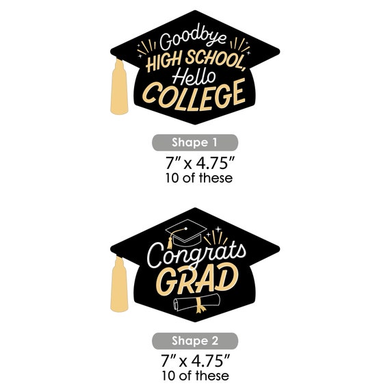 Graduation Cap Decorations Kit Goodbye High School Grad Cap Cover Hello ...