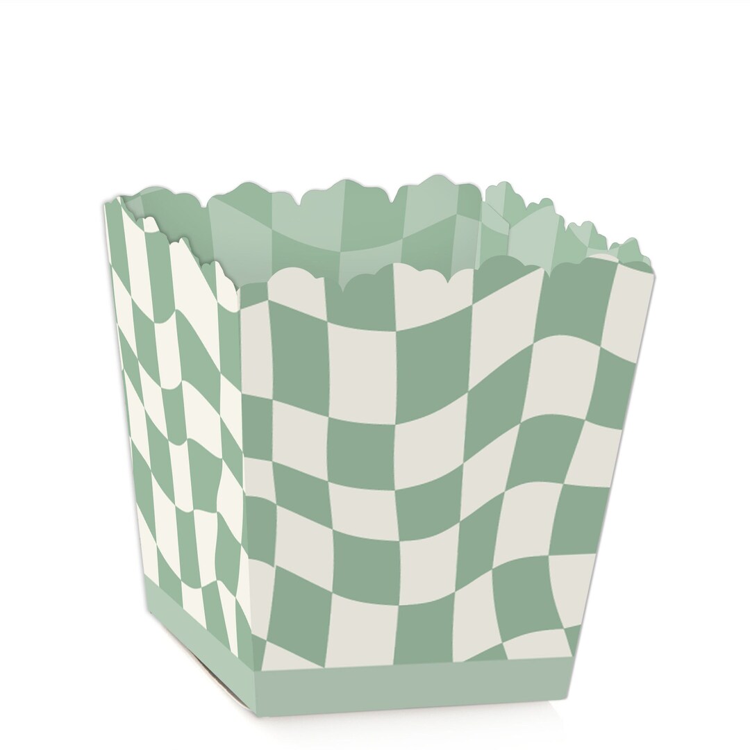 Sage Green Checkered Party - Party Mini Favor Boxes - Treat Candy Boxes ...