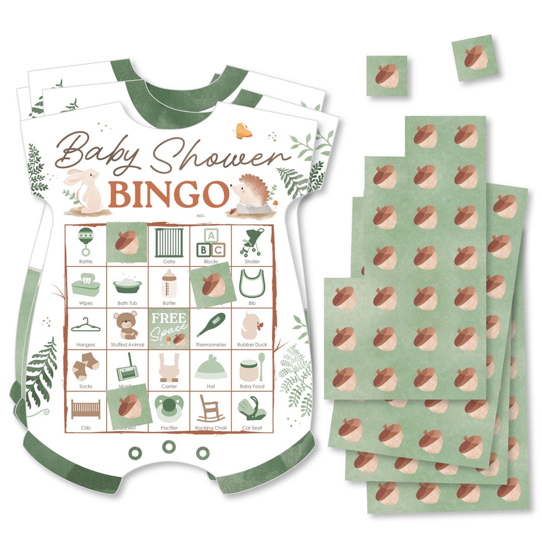 Woodland Animals Baby Shower Bingo Cards and Markers, Forest or ...