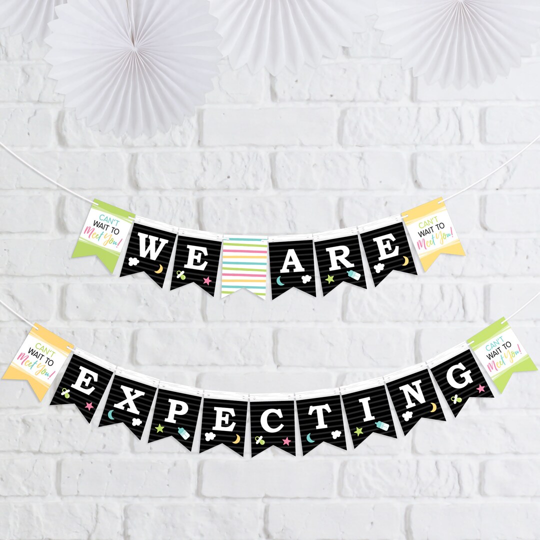 We Are Expecting - Pregnancy Announcement Mini Pennant Banner - We Are ...