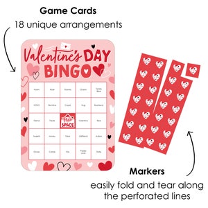 Happy Valentine’s Day - Bingo Cards and Markers - Valentine Hearts ...