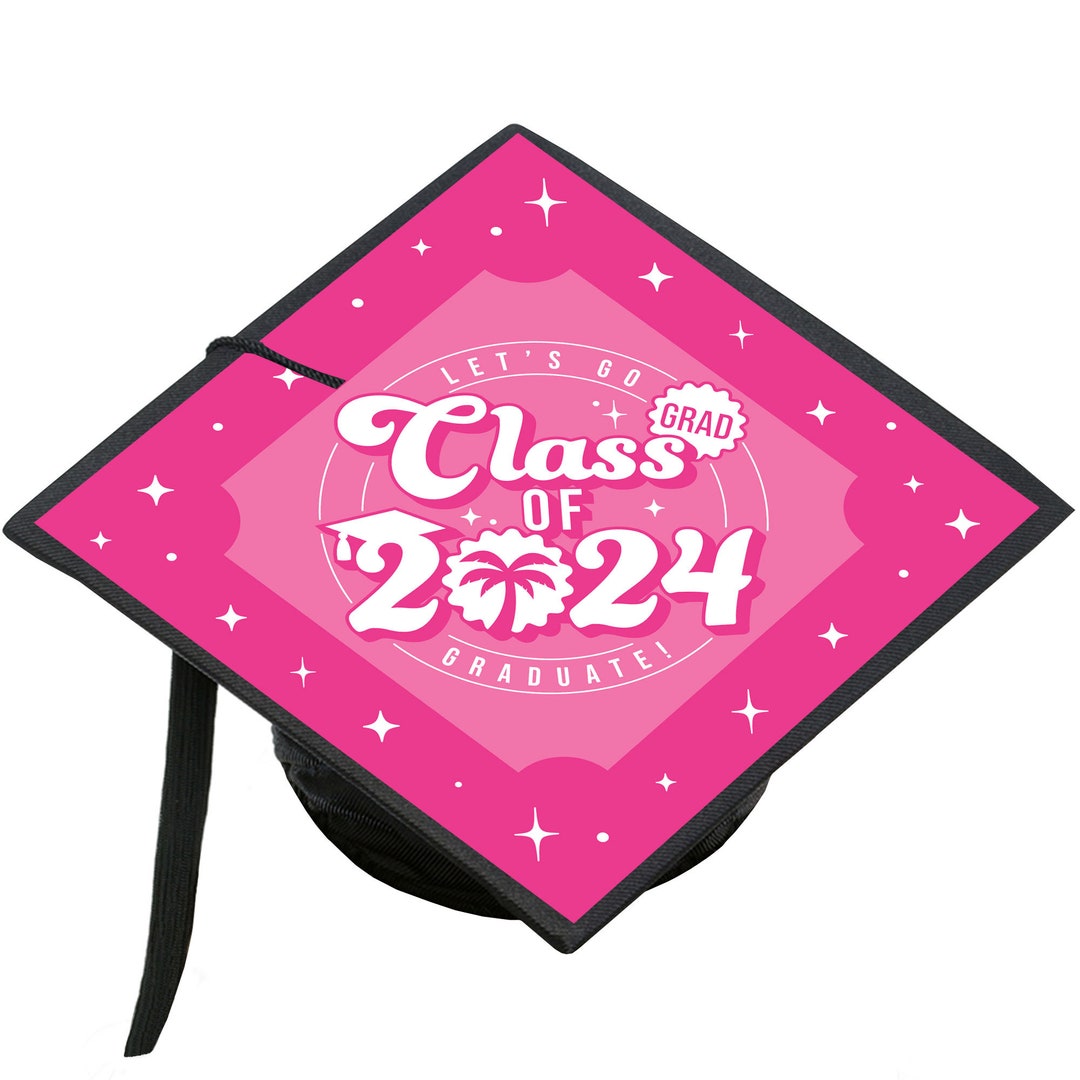 Let's Go Graduate 2024 Hot Pink Graduation Cap Decorations Kit Grad Cap ...