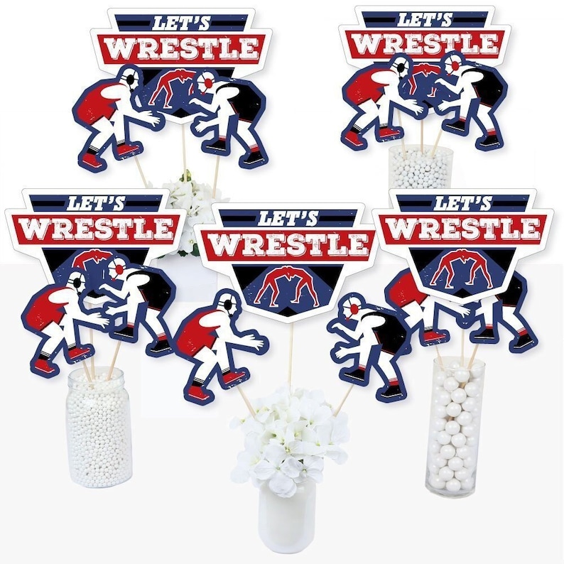Own the Mat - Wrestling - Centerpiece Sticks - Wrestling Themed Party ...