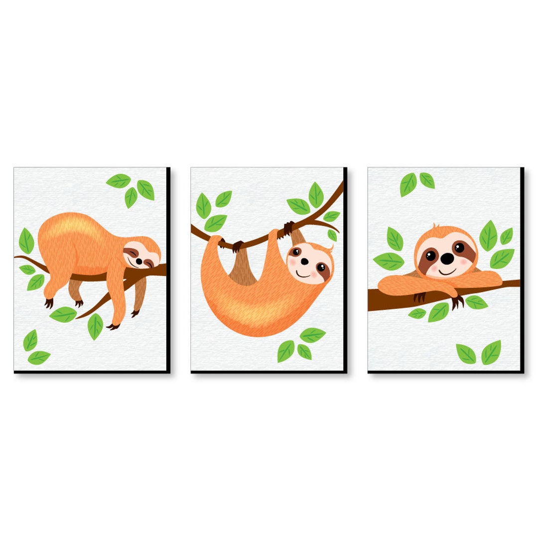 Let's Hang - Sloth - Kids Room, Nursery & Home Décor - 7.5” X 10” Kids ...