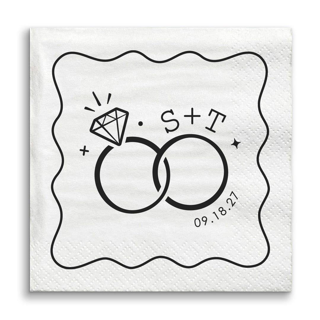 Personalized Wedding Rings Party Napkins, Custom Monogram Initials ...