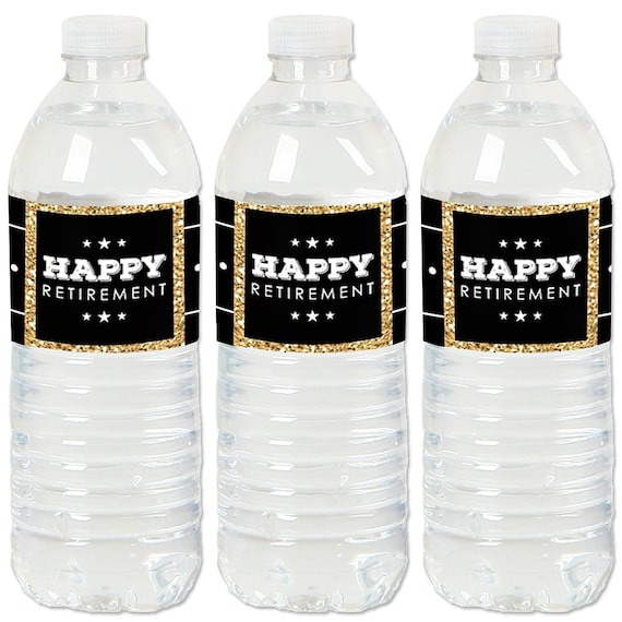 Happy Retirement - Water Bottle Sticker Labels - Retirement Waterproof ...