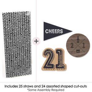 21st Birthday Party Die-cut Straw Decorations Finally 21 Girl Birthday ...