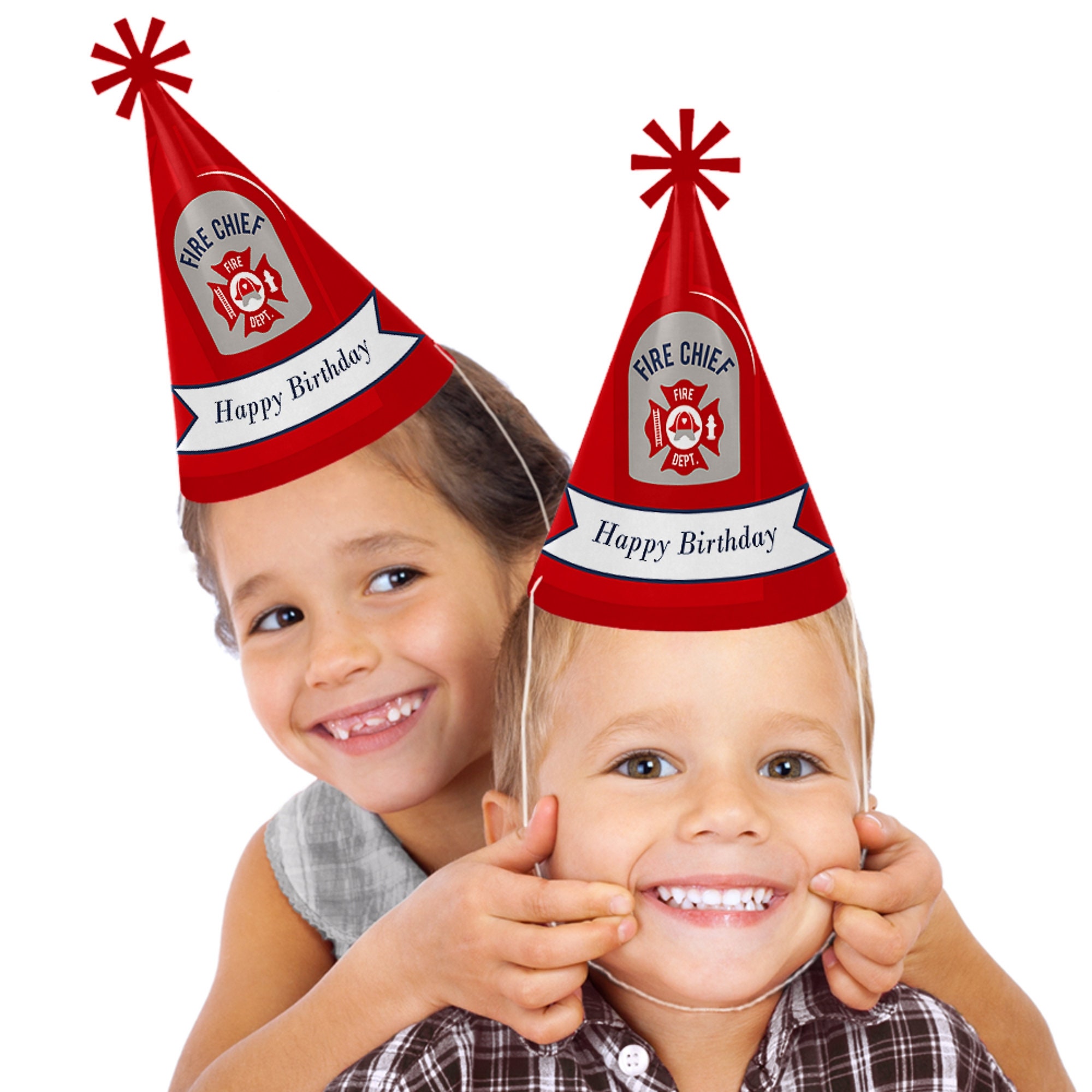 Fired up Fire Truck Birthday Party Hats Firefighter | Etsy