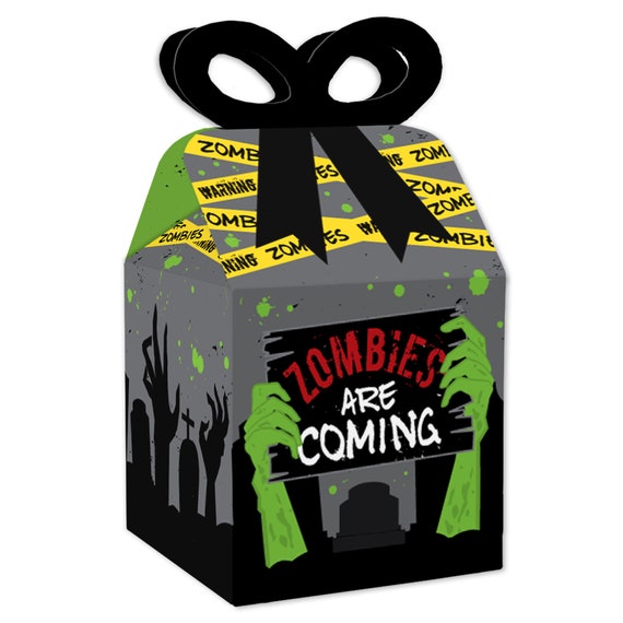 Zombie Zone - Square Favor Gift Boxes - Halloween or Birthday Zombie ...