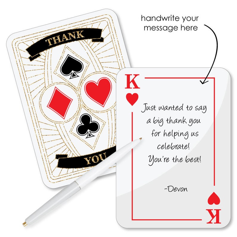 Las Vegas Shaped Thank You Cards Casino Party Thank You - Etsy