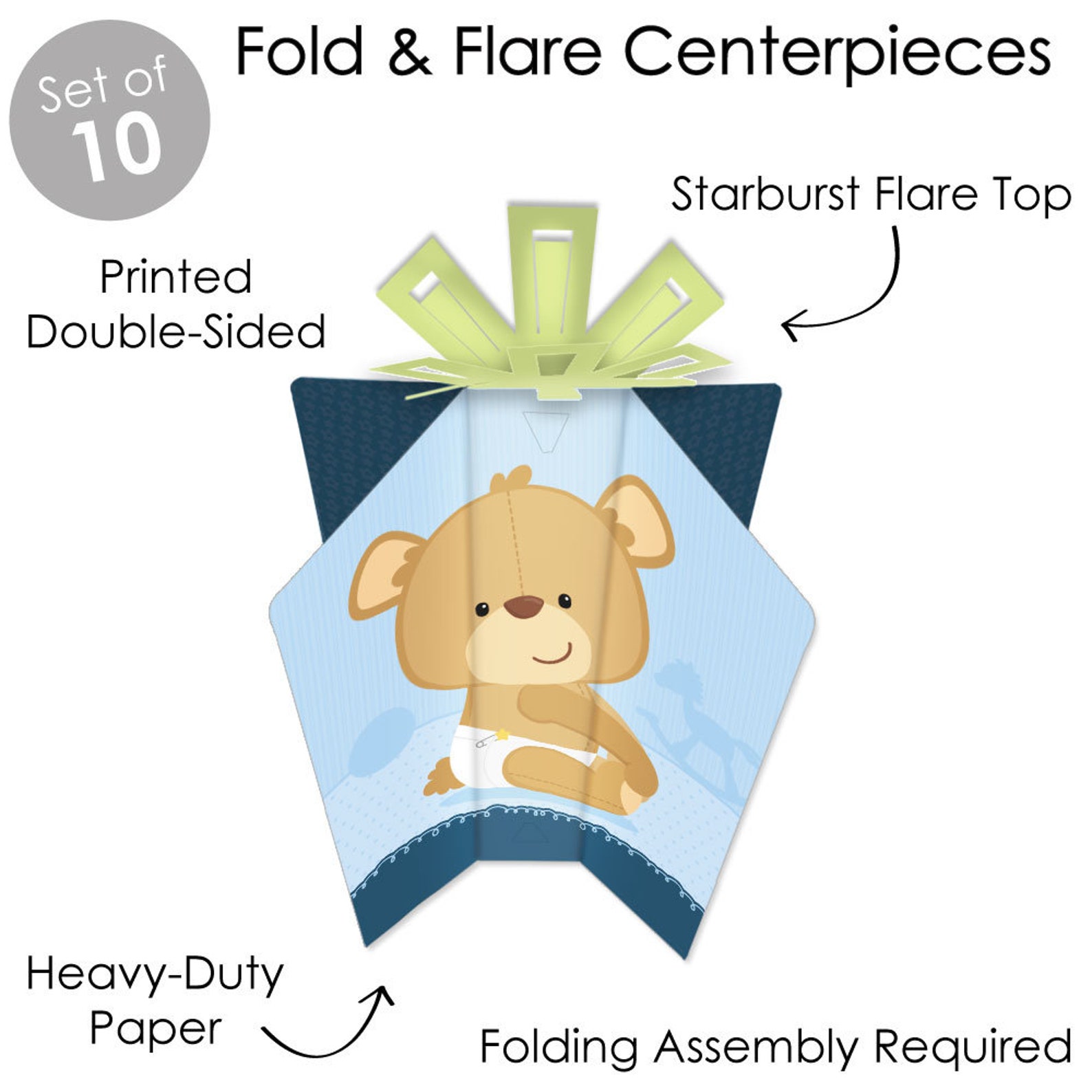 Baby Boy Teddy Bear Table Decorations Baby Shower Fold and | Etsy