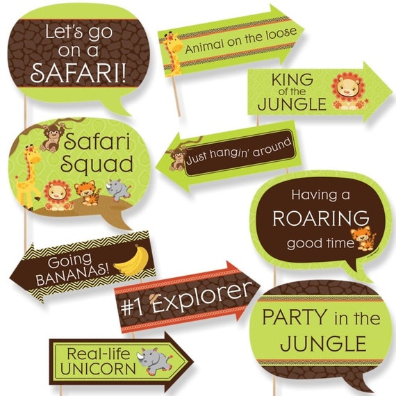 Funny Safari Jungle Party Photo Booth Props - Birthday Photo Booth Prop ...