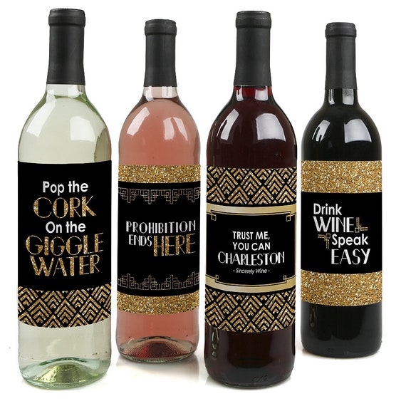 Roaring 20's - 1920s Art Deco Jazz Party Wine Bottle Labels - Great ...