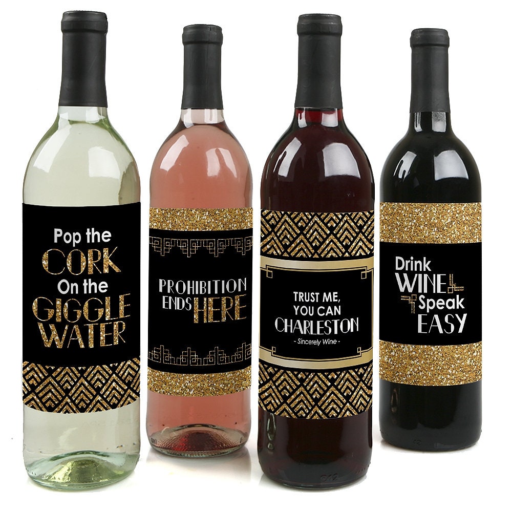 Roaring 20's - 1920s Art Deco Jazz Party Wine Bottle Labels - Great ...