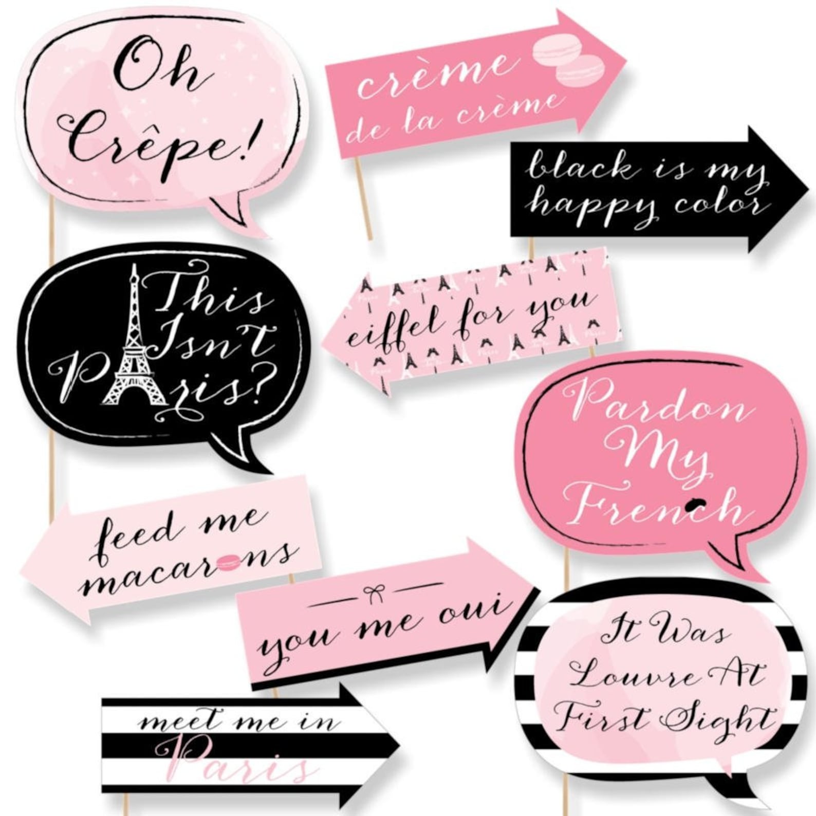 Funny Paris Party Photo Booth Props - Eiffel Tower Photo Booth Prop Kit ...