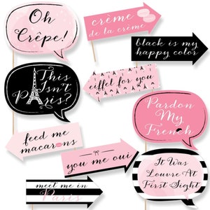 Funny Paris Party Photo Booth Props - Eiffel Tower Photo Booth Prop Kit ...