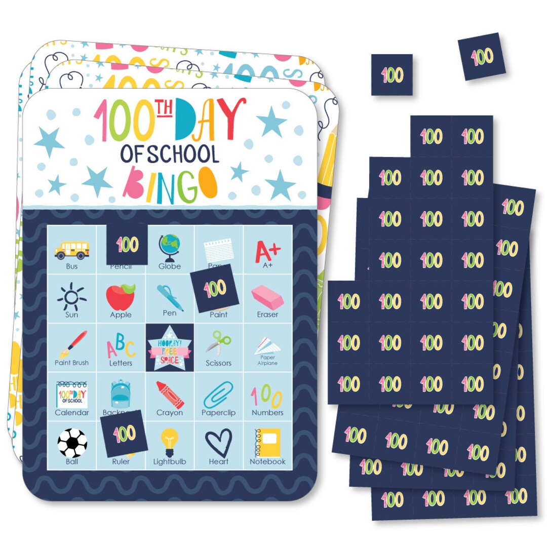 Happy 100th Day of School - Picture Bingo Cards and Markers - 100 Days ...