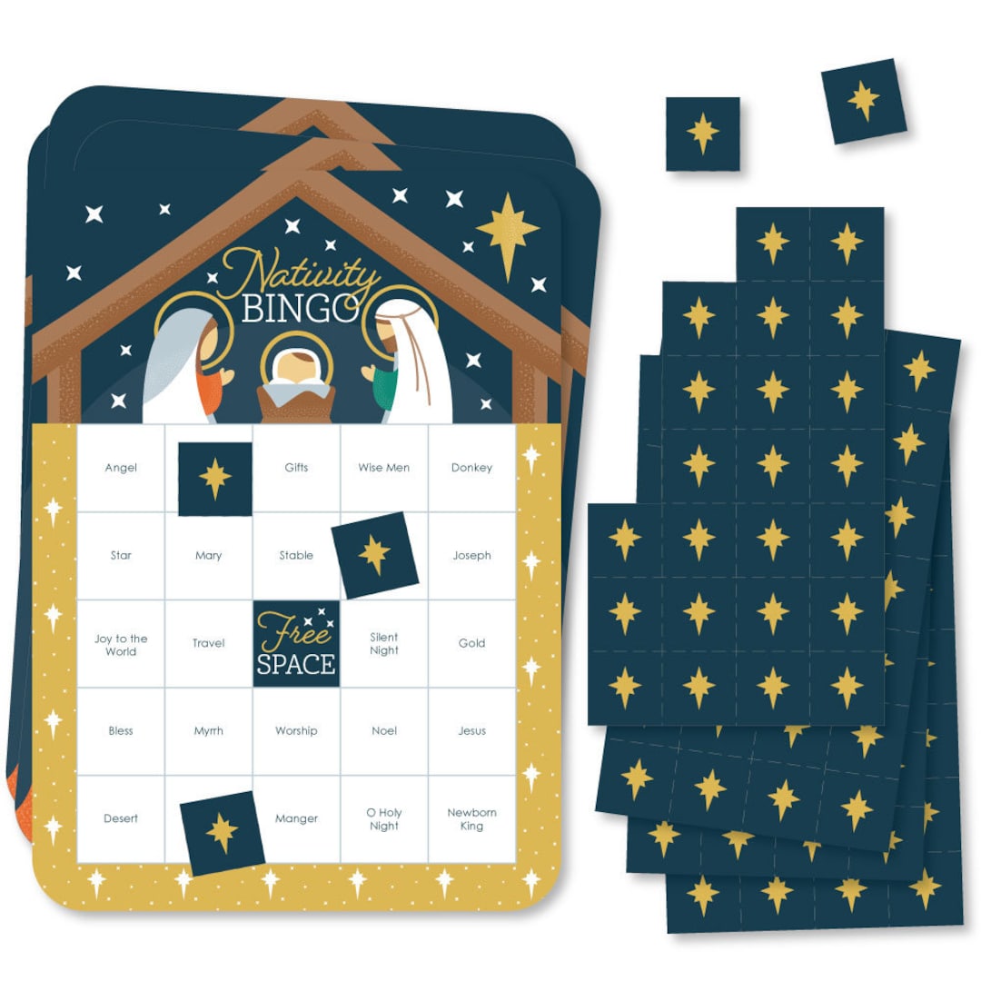 Holy Nativity - Bingo Cards and Markers - Manger Scene Religious ...