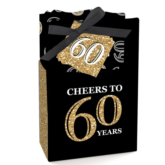Adult 60th Birthday - Gold - Birthday Party Favor Boxes - Set of 12 by ...