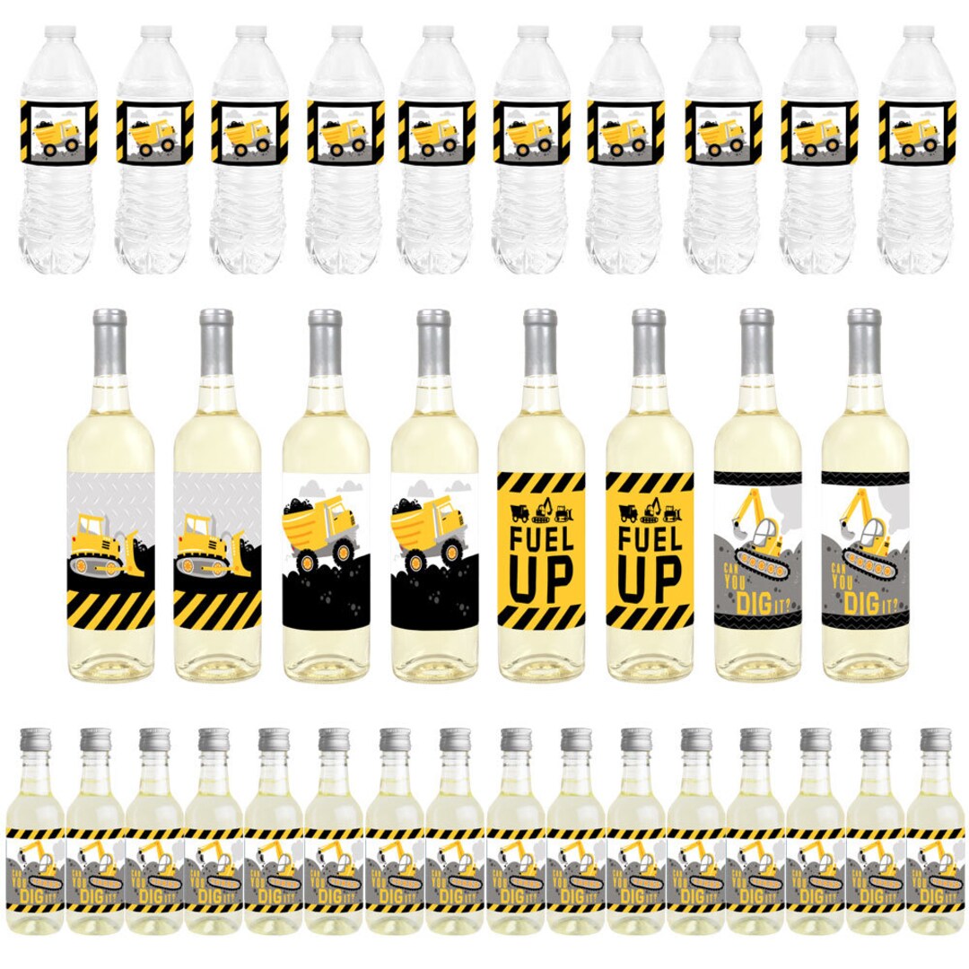 Dig It Construction Party Zone Mini Wine Labels Wine - Etsy