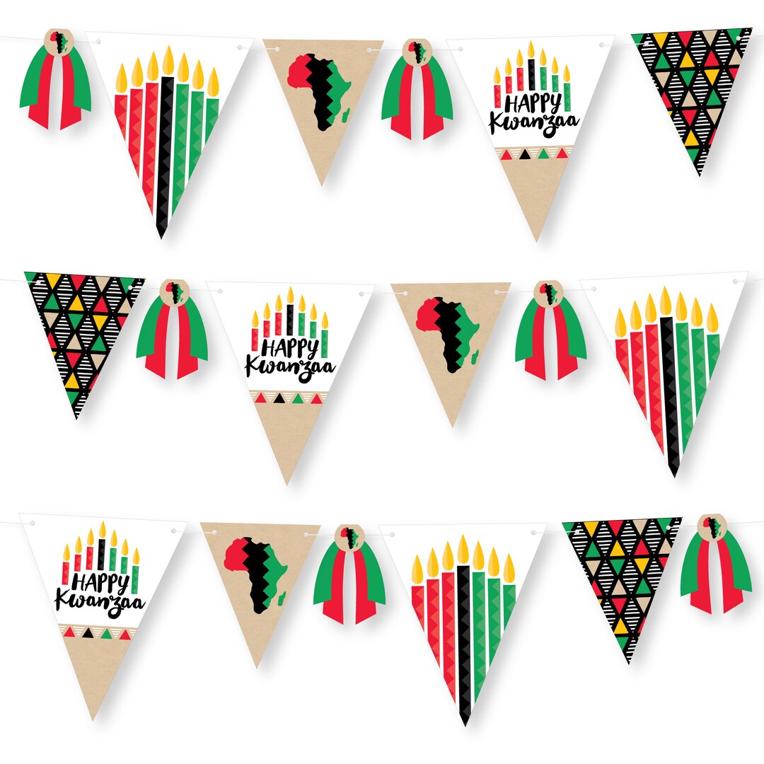 Happy Kwanzaa - DIY African Heritage Holiday Party Pennant Garland ...
