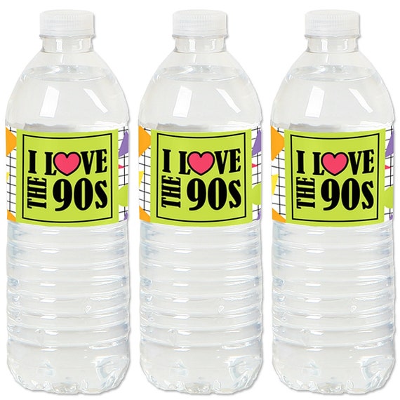 90's Throwback - Water Bottle Sticker Labels - Waterproof Self Stick ...