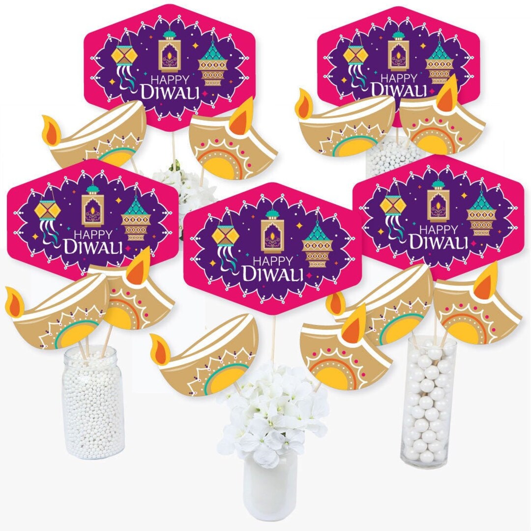 Happy Diwali - Festival of Lights Party Centerpiece Sticks - Table ...